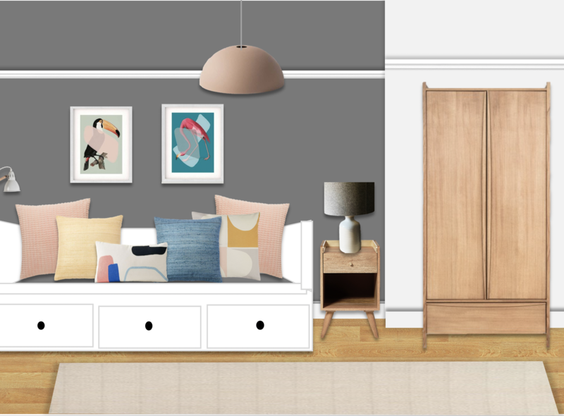 Fun and Colourful Scandi Inspired Home Office and Guest Bedroom