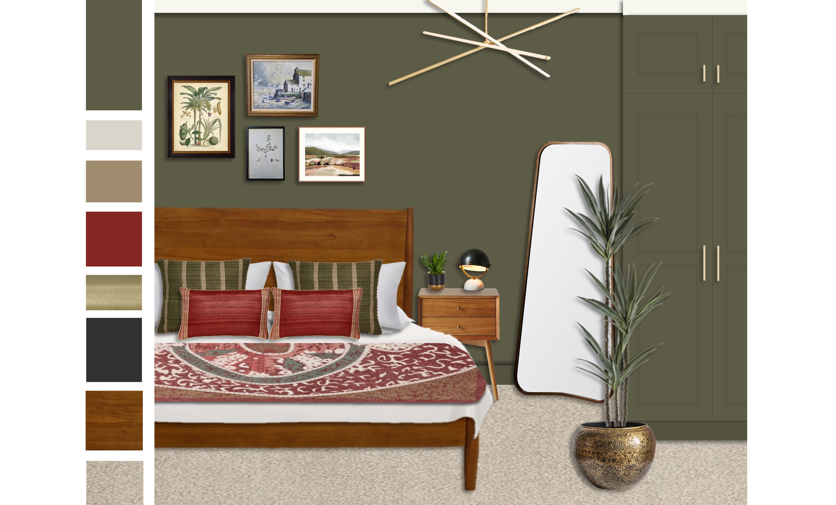 Alexa's Green and Brass Moody Bedroom | My Bespoke Room